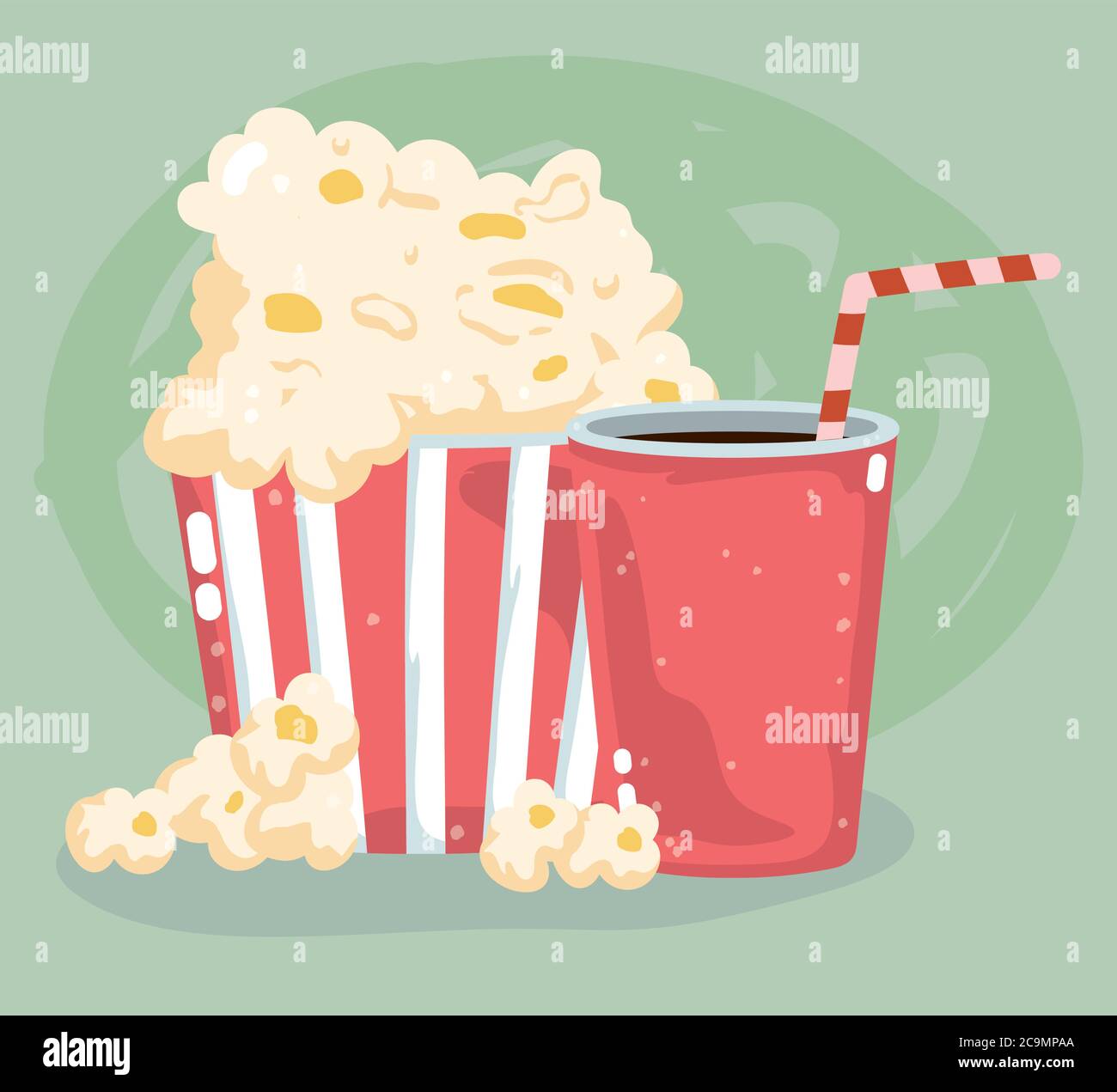 fast food popcorn and disposable cup with soda menu restaurant ...