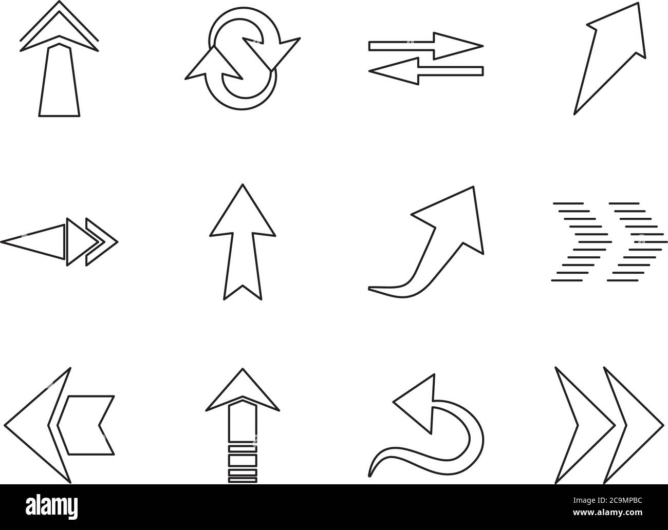 arrows up icon set over white background, line style, vector ...