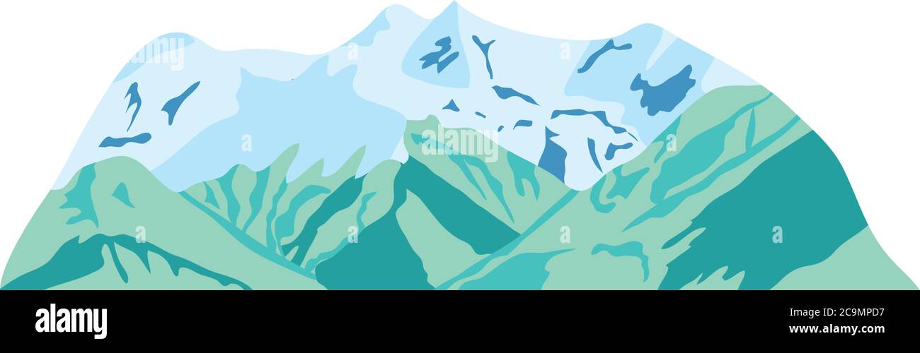cold mountain with snow over white background, flat style, vector ...