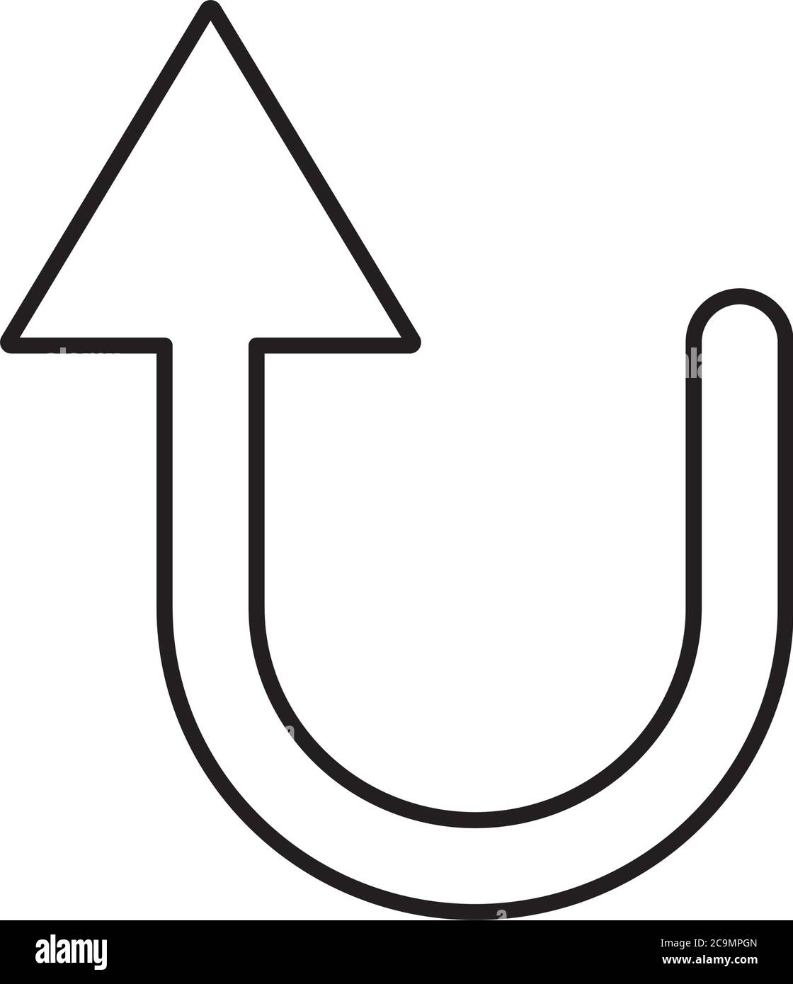 return arrow icon over white background, line style, vector ...