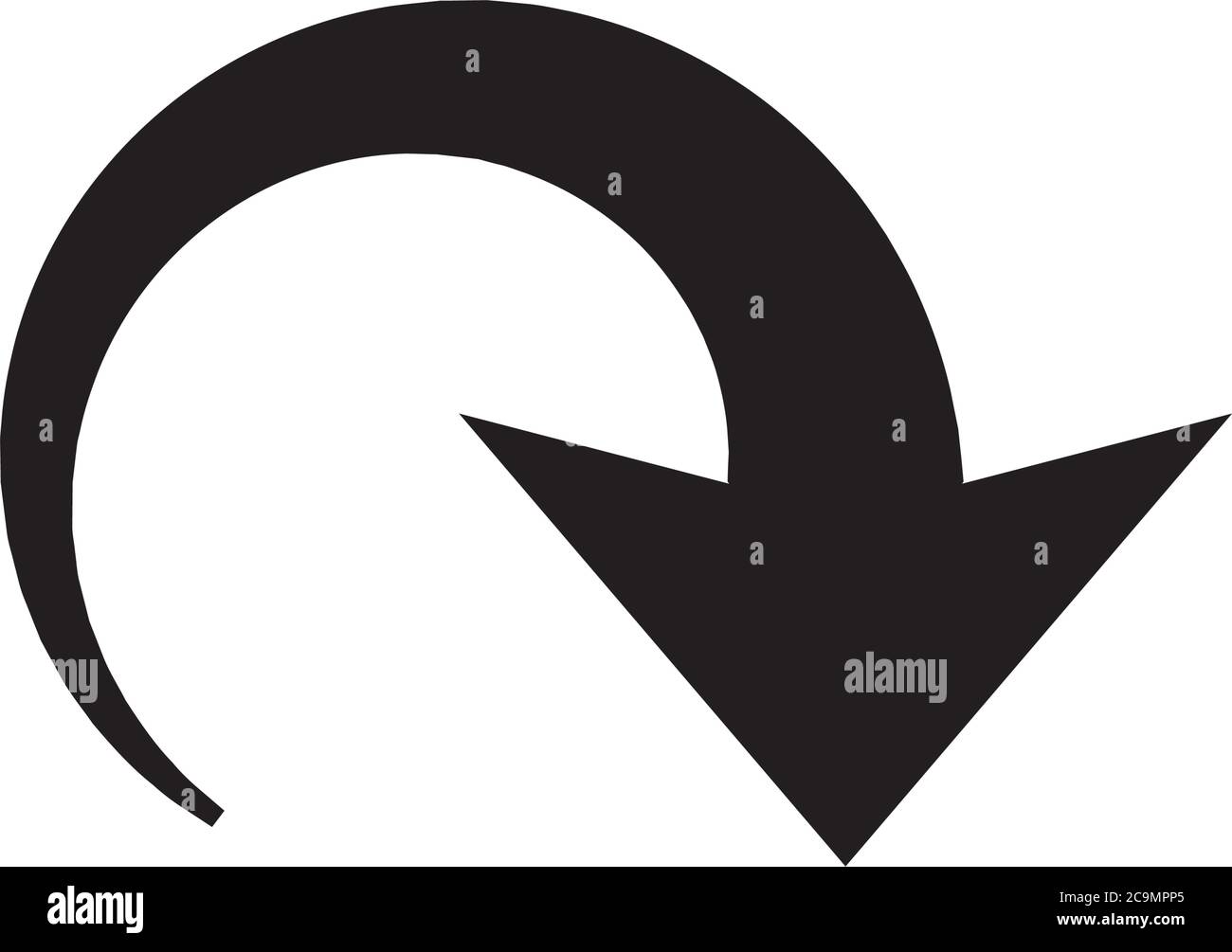 return arrow icon over white background, silhouette style, vector ...