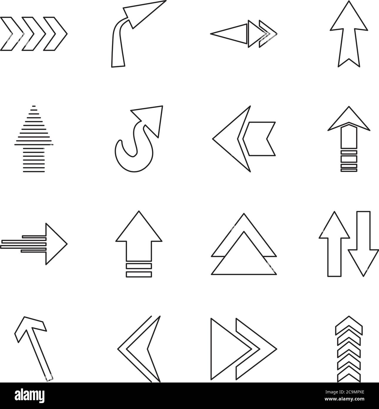 Arrows Up Icon Set Over White Background Line Style Vector