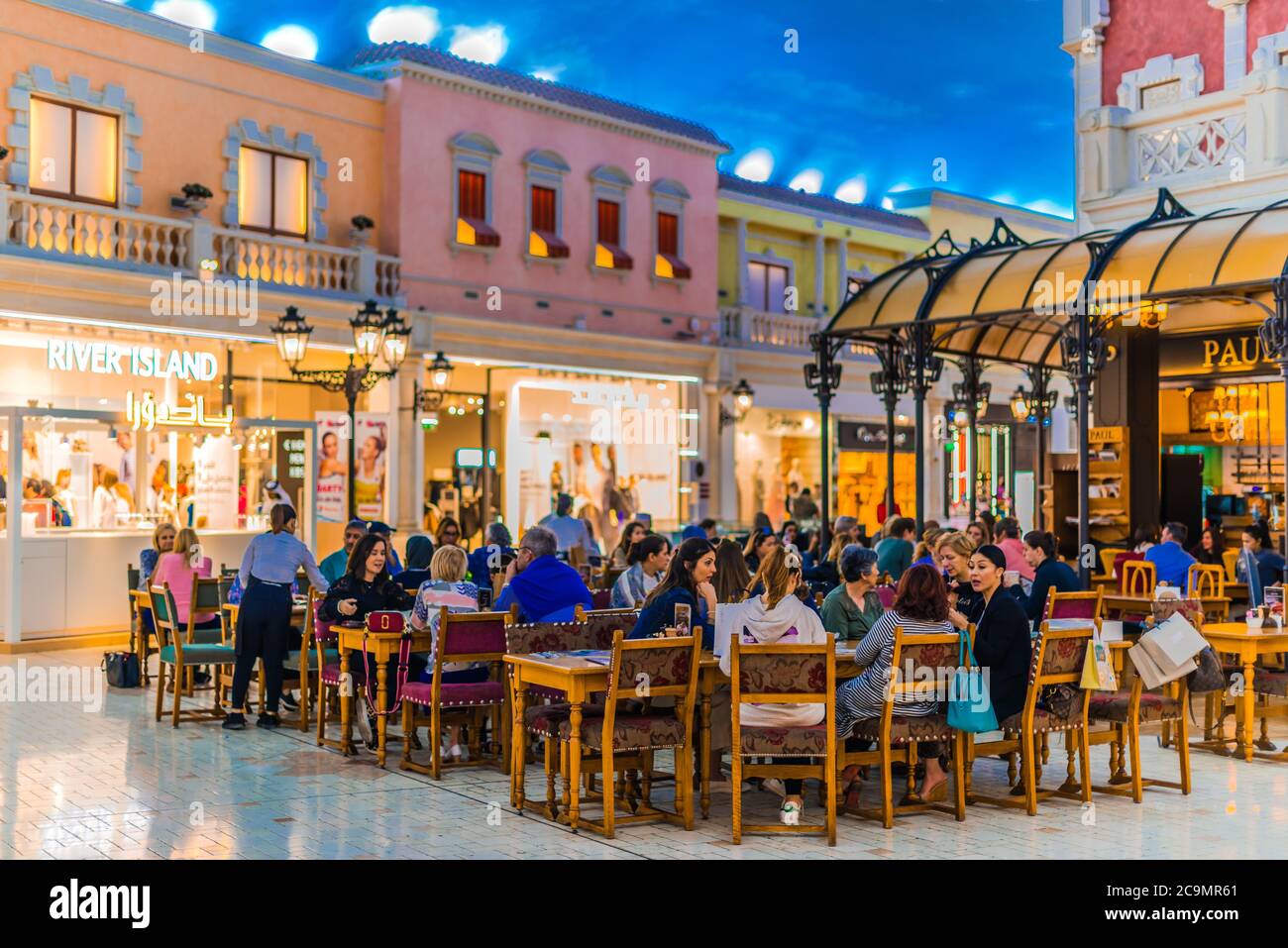 DOHA, QATAR - FEB 26, 2020: Interior of Villaggio Mall, a shopping mall ...