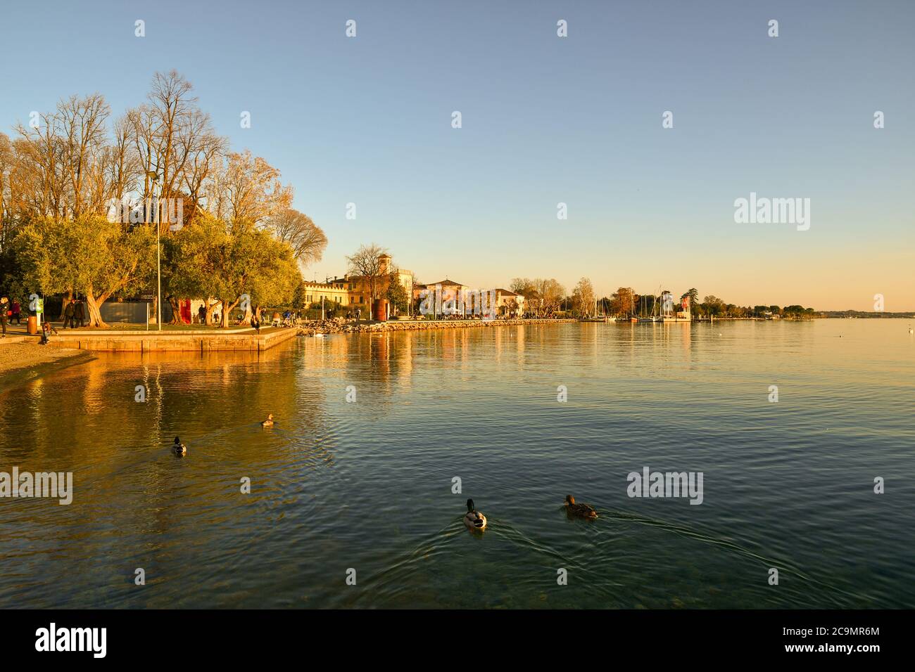 Scenic view of the lakeside promenade of the town on the shore of Lake ...