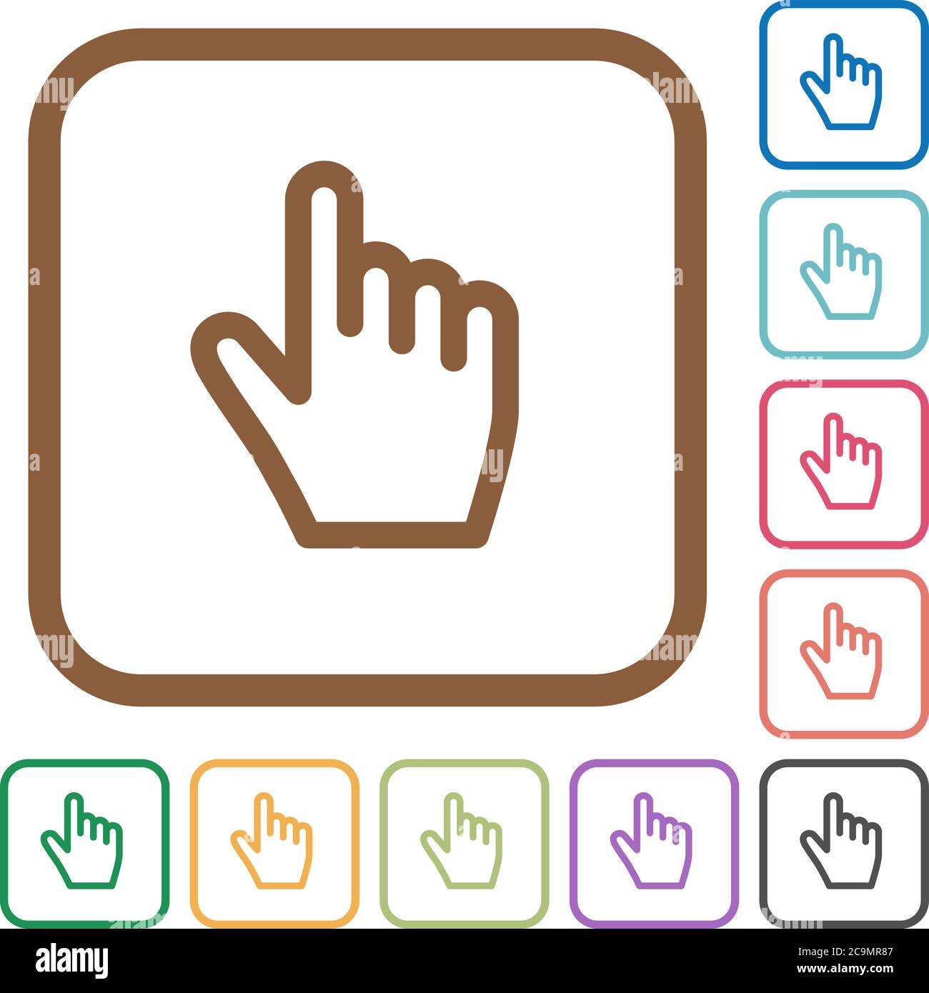 Hand cursor simple icons in color rounded square frames on white background Stock Vector Image ...