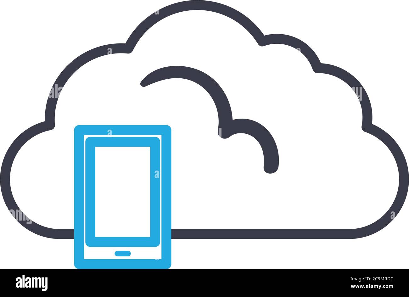 Cloud Computing With Smartphone Line Style Icon Design Communication