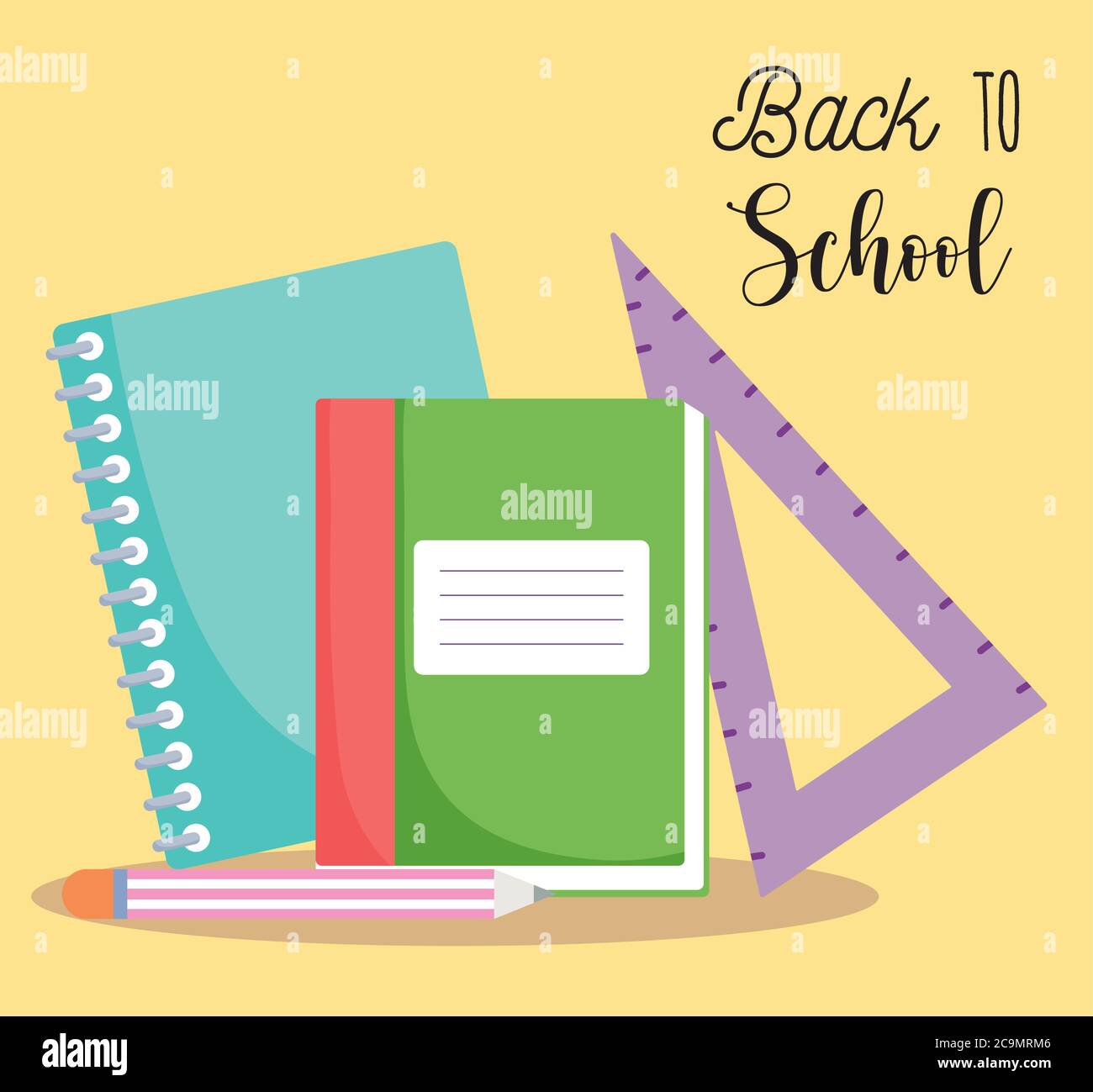back to school, notebooks triangle ruler and pencil elementary ...