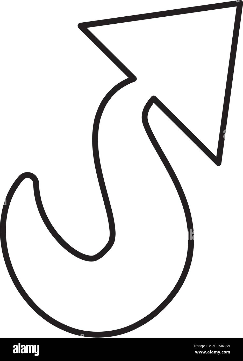 curved arrow with right direction over white background, line style ...