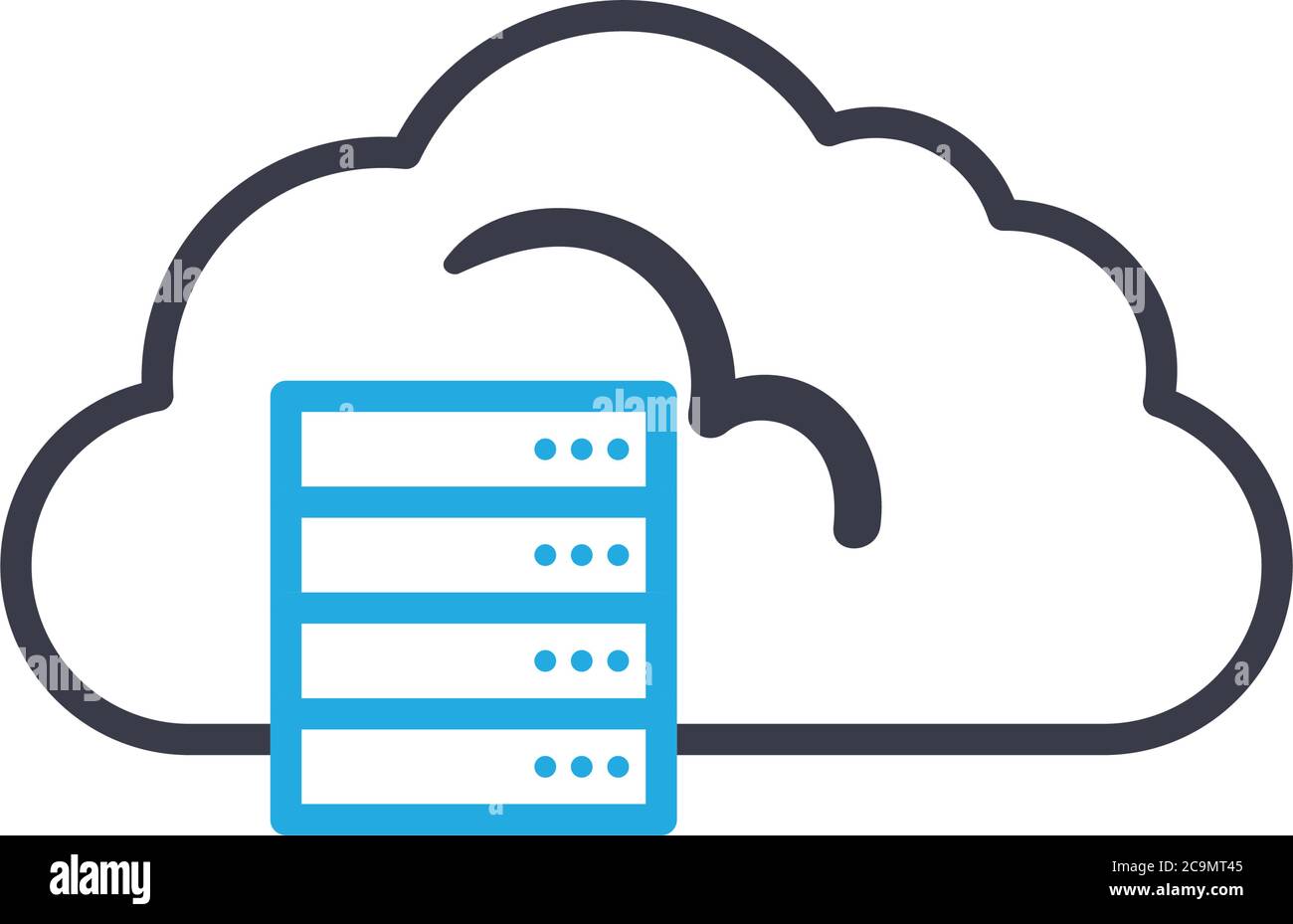 Cloud Computing With Web Hosting Line Style Icon Design Communication