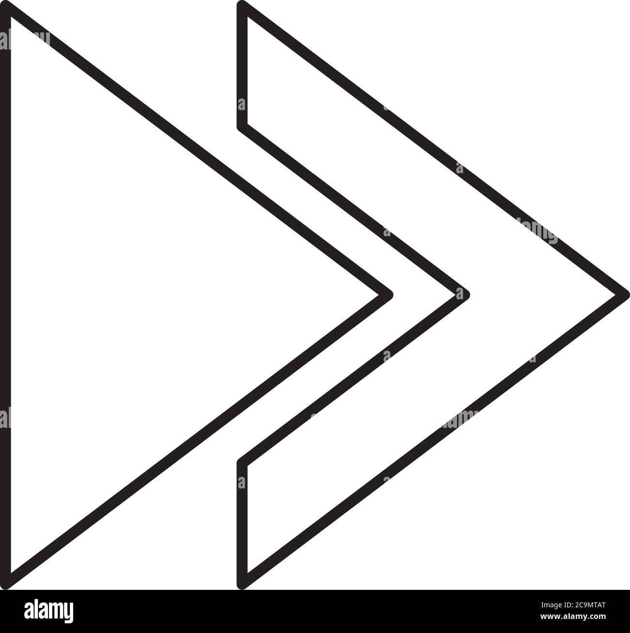 forward arrows icon over white background, line style, vector ...