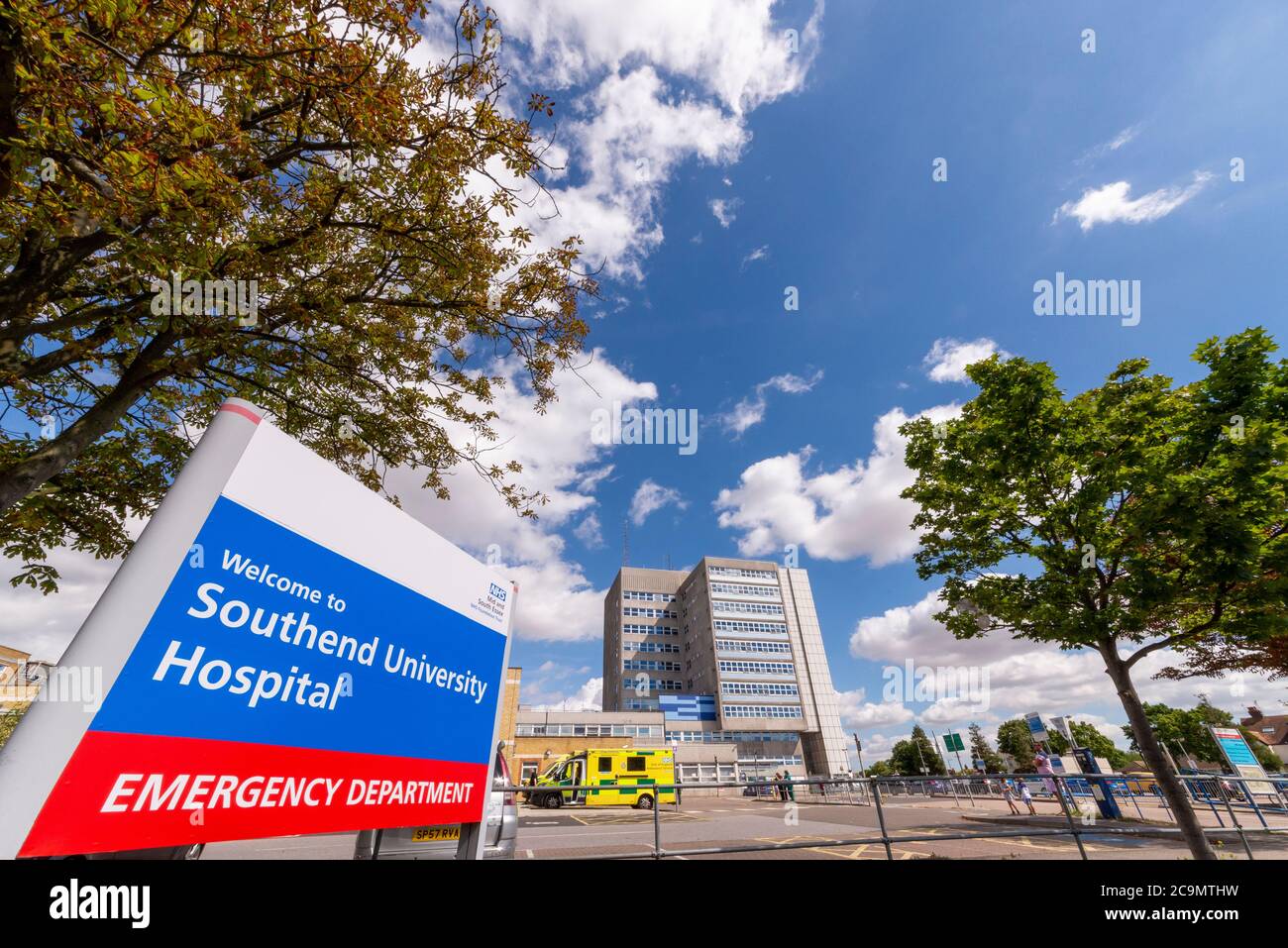 Welcome to Southend University Hospital entrance sign. Emergency ...