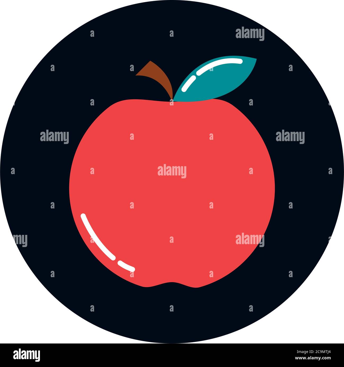 fruit apple fresh nutrition diet block and flat style icon vector ...