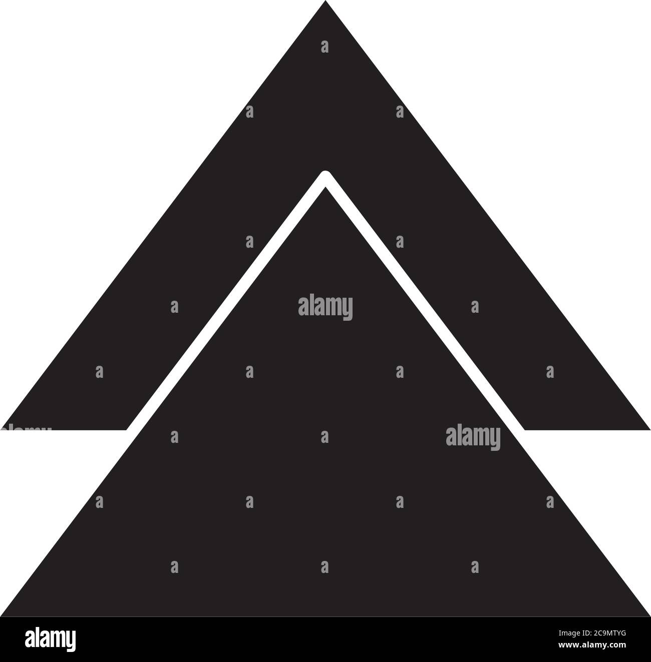 triangular arrows up icon over white background, silhouette style ...