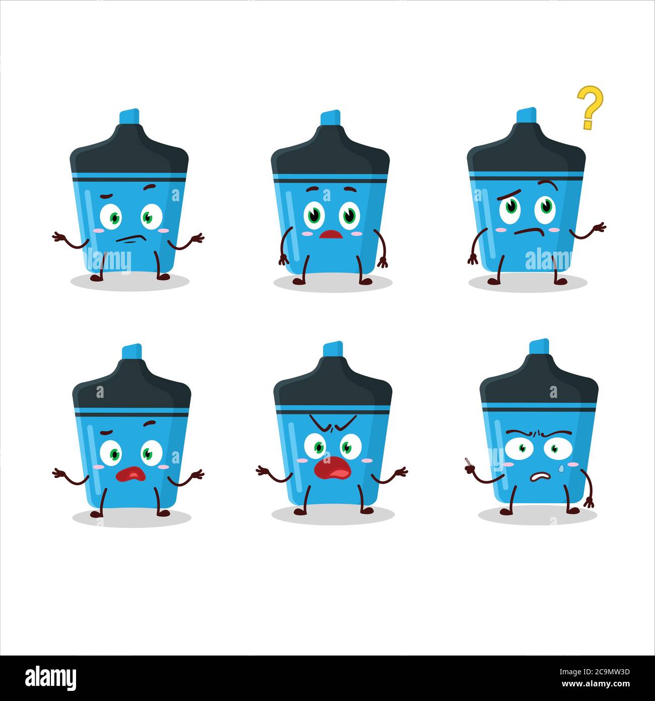 Cartoon character of blue highlighter with what expression Stock Vector ...