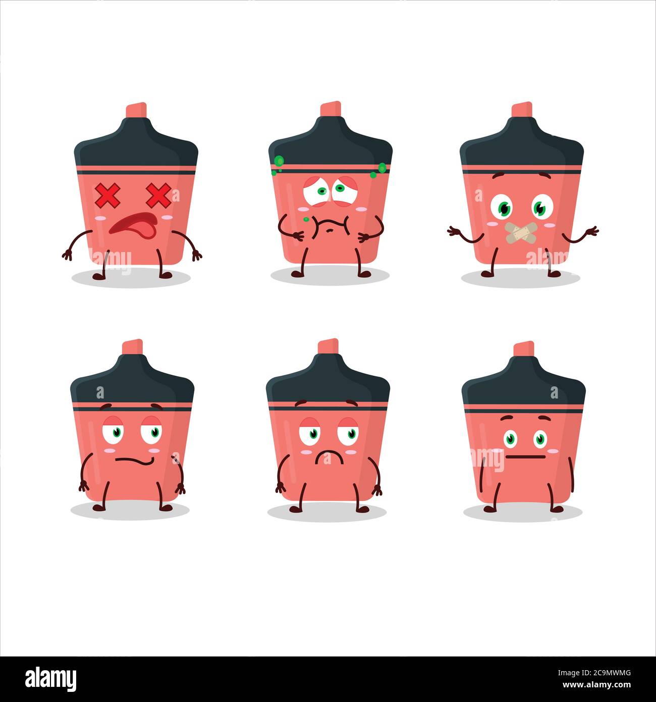 Pink highlighter cartoon character with nope expression Stock Vector ...