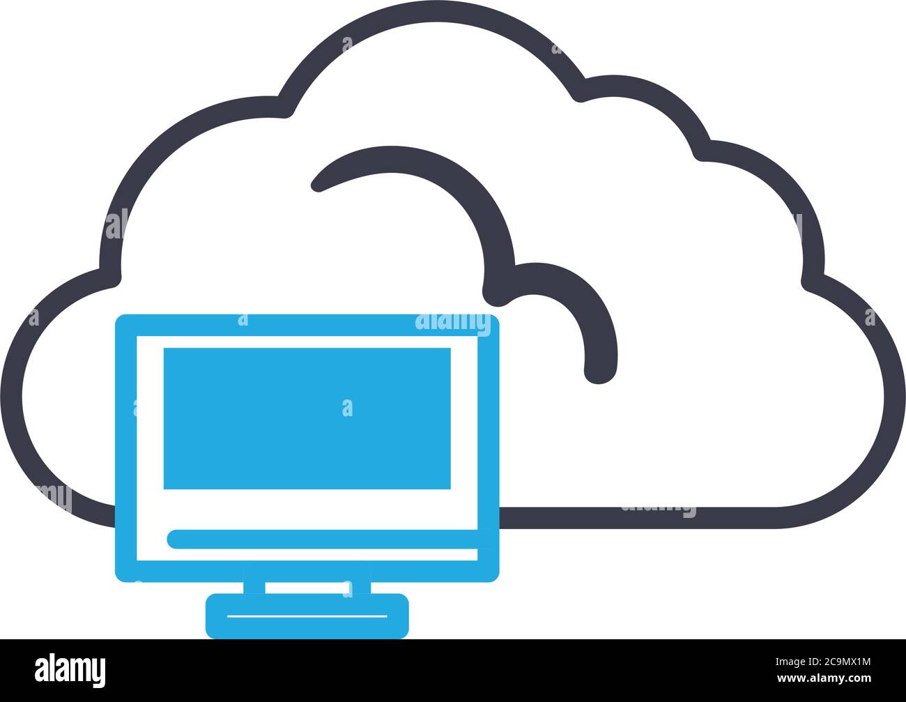 Cloud computing with computer line style icon design, Communication internet and connectivity ...
