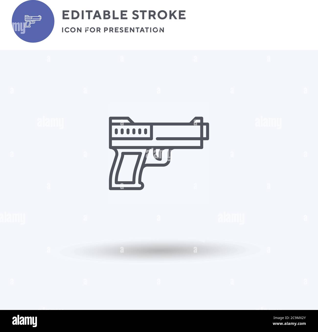 Handgun icon vector, filled flat sign, solid pictogram isolated on ...
