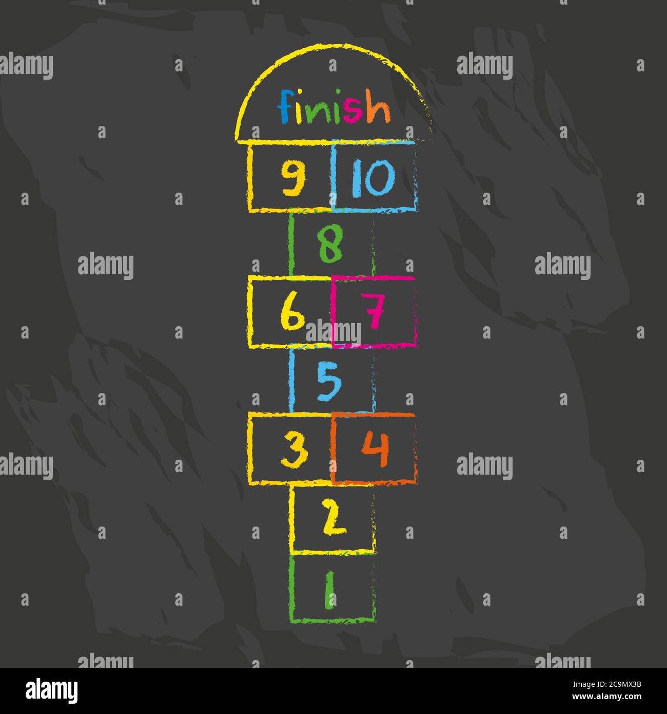 Hopscotch Game Symbol of Childhood. Childrens game drawn with chalks ...