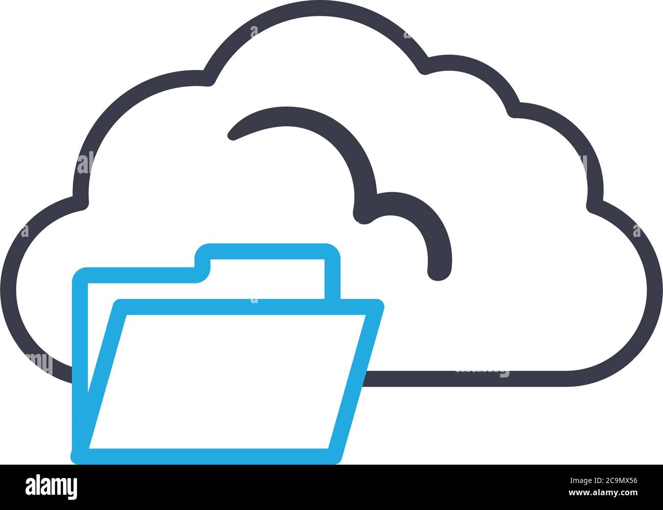 Cloud Computing With File Line Style Icon Design Communication