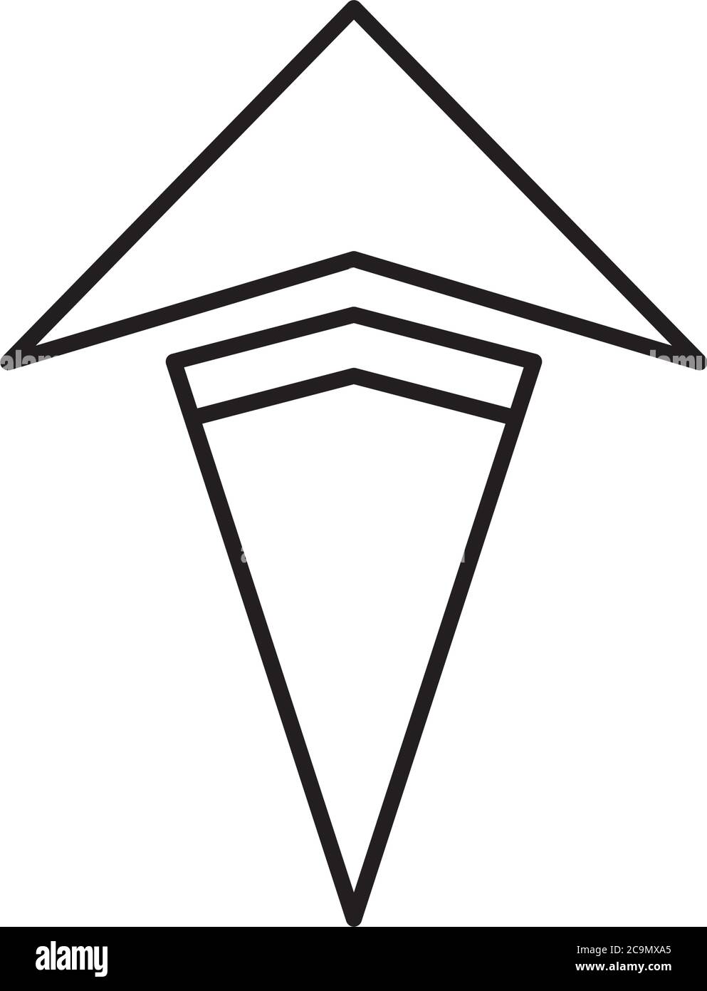 up arrow shape icon over white background, line style, vector ...