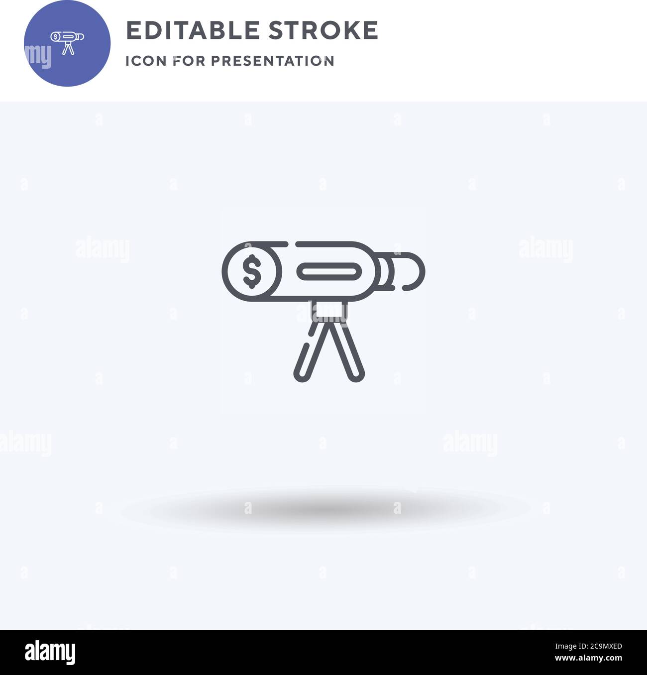 Telescope icon vector, filled flat sign, solid pictogram isolated on ...