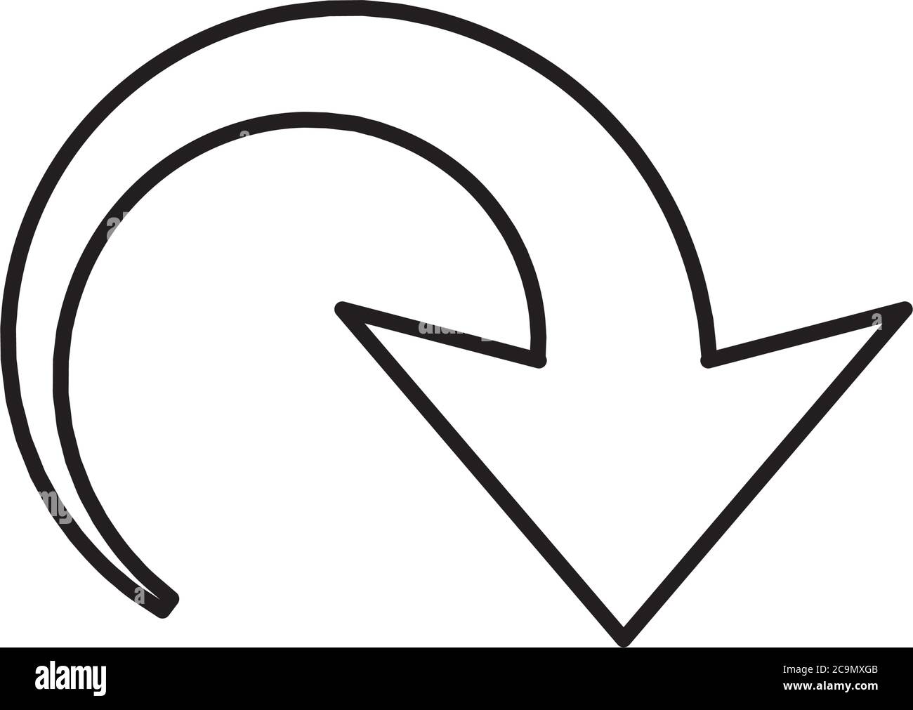 return arrow icon over white background, line style, vector ...