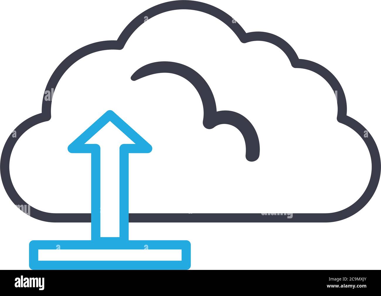 Cloud computing with upload arrow line style icon design, Communication internet and ...