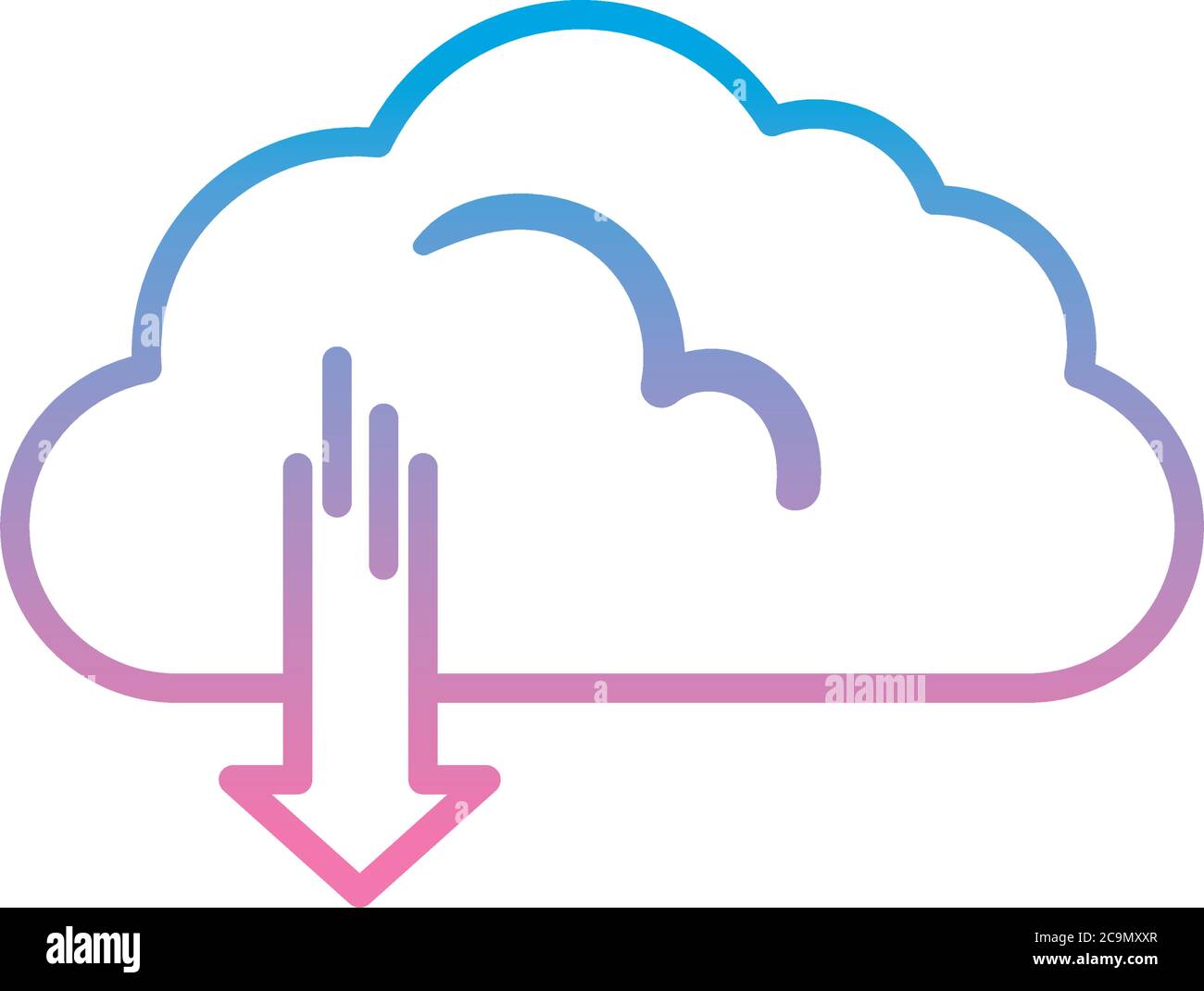 Cloud computing with download arrow gradient style icon design, Communication internet and ...