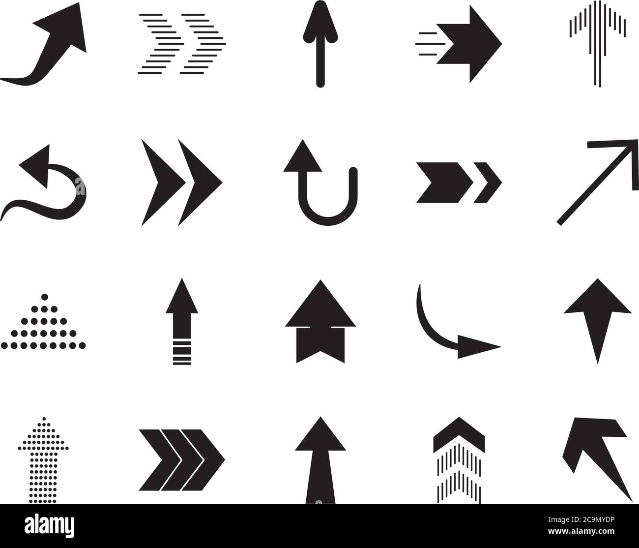 thin arrows and arrows icon set over white background, silhouette style ...