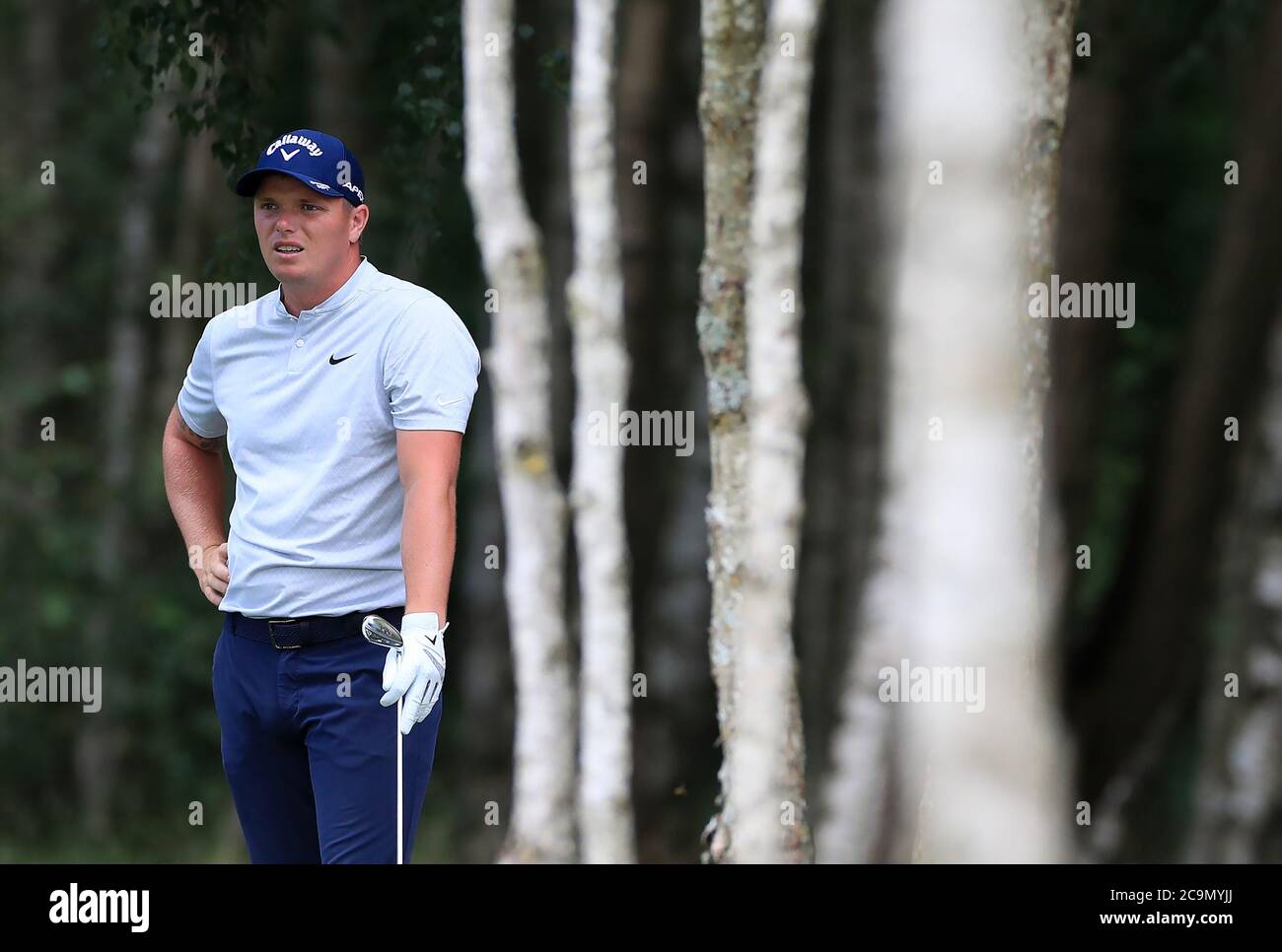 England's Callum Shinkwin plays out from the trees during day three of ...