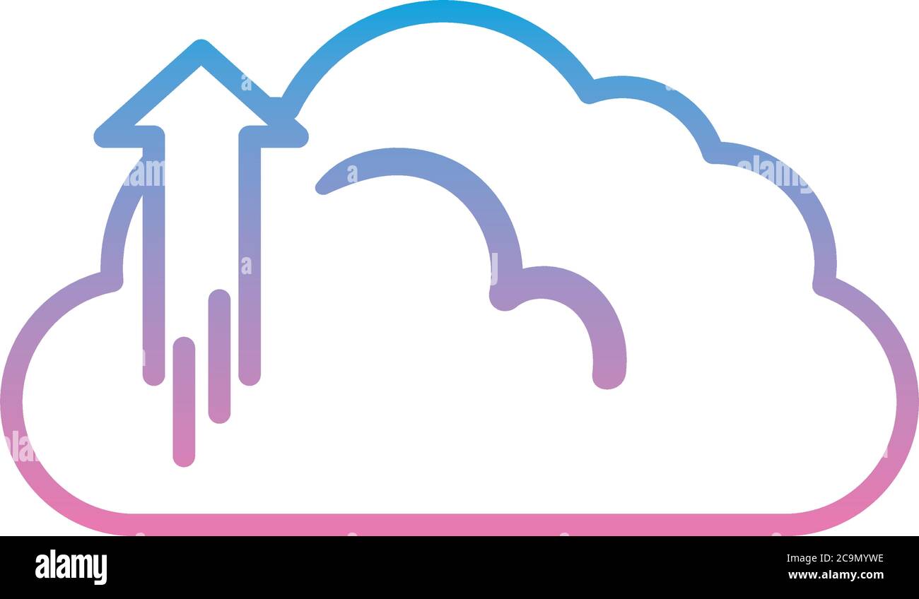 Cloud Computing With Upload Arrow Gradient Style Icon Design