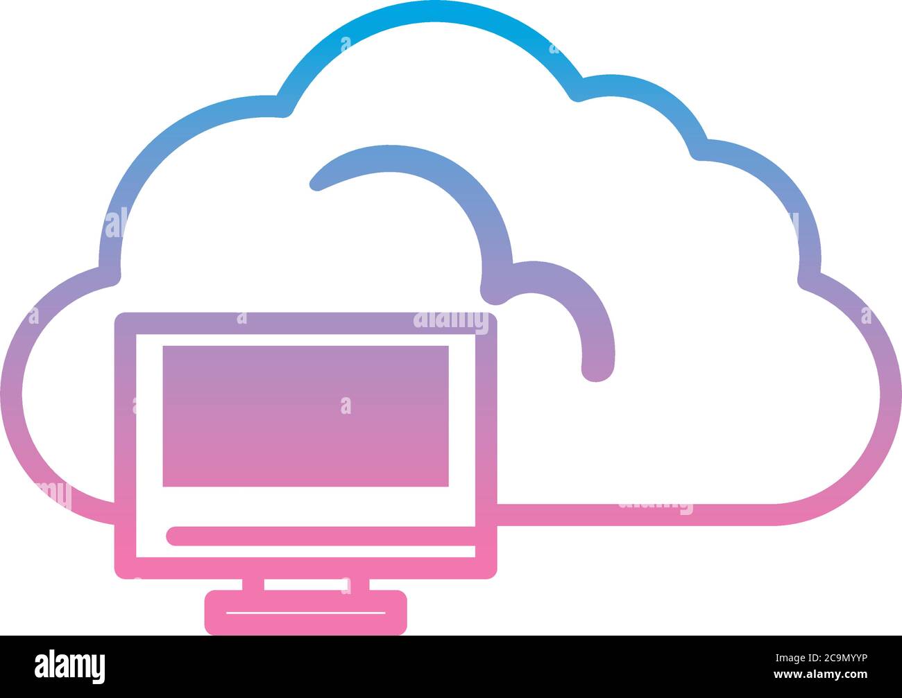 Cloud Computing With Computer Gradient Style Icon Design Communication