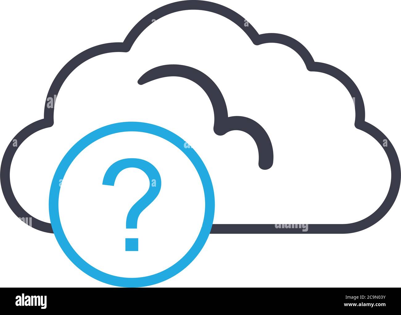 Cloud computing with question mark line style icon design ...