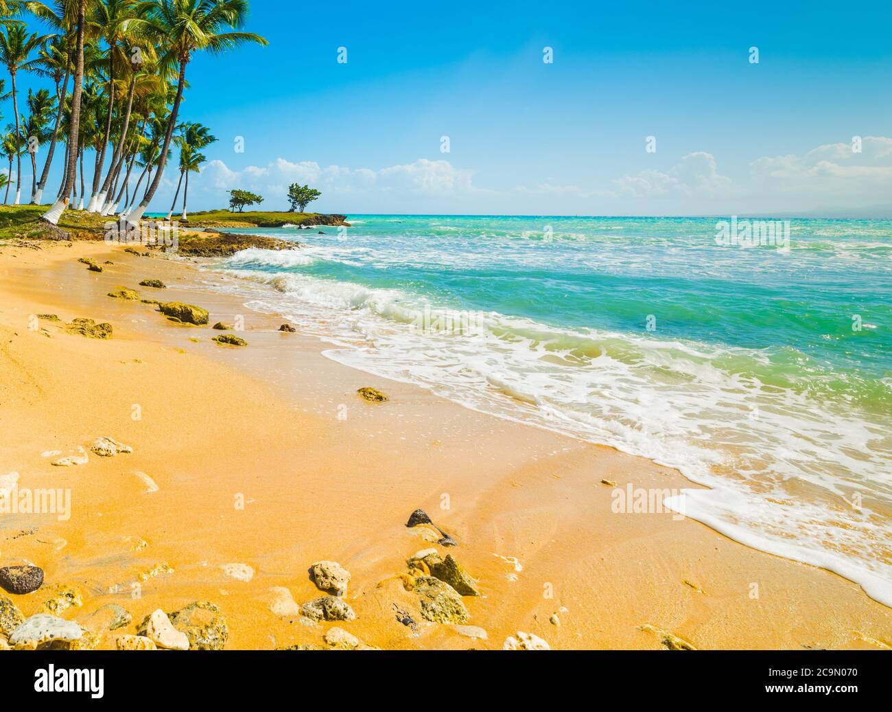 Rocks and sand in Bas du Fort beach in Guadeloupe, French west indies ...