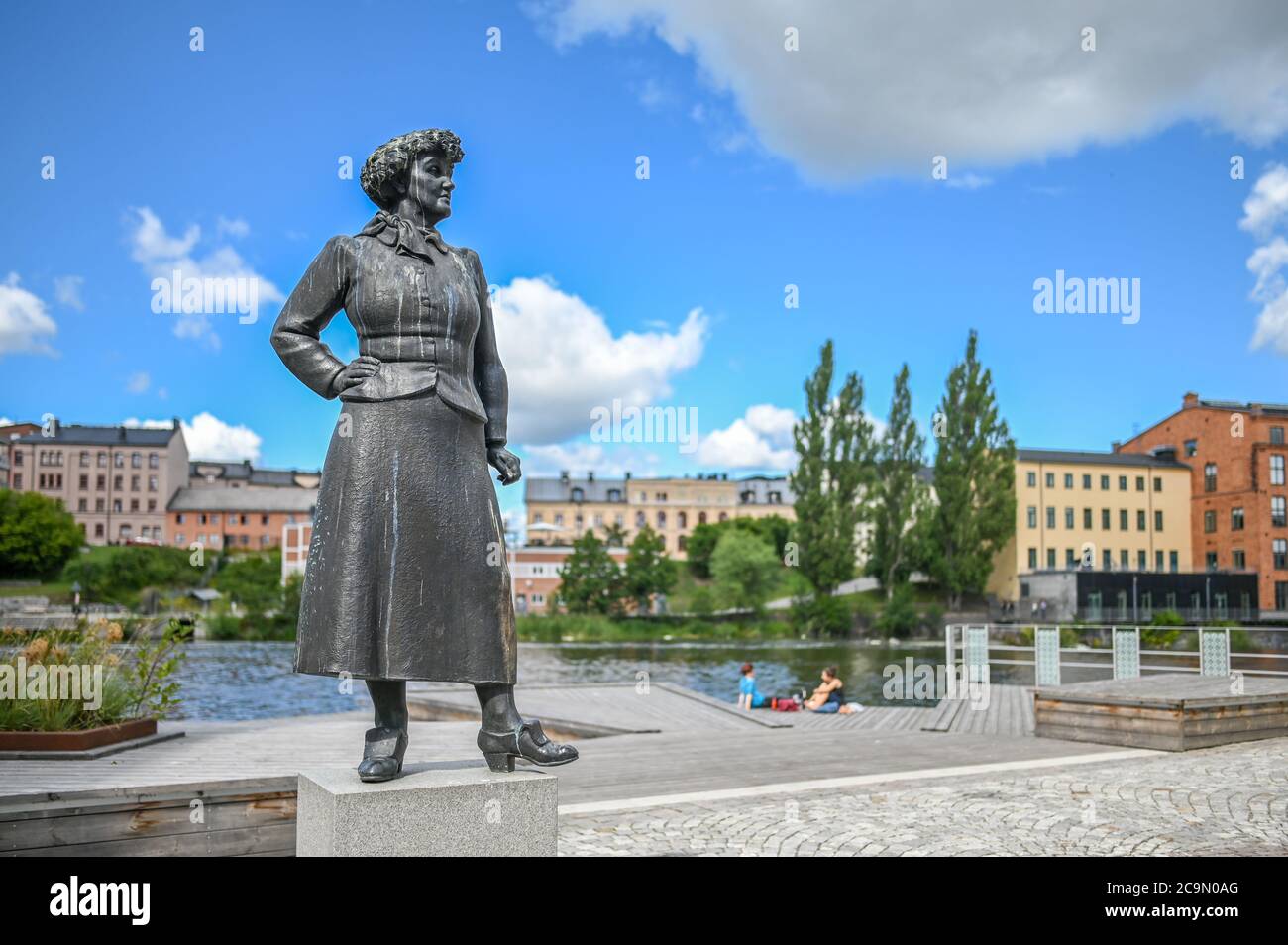 Statue of author Moa Martinson by Peter Linde in the old industrial ...