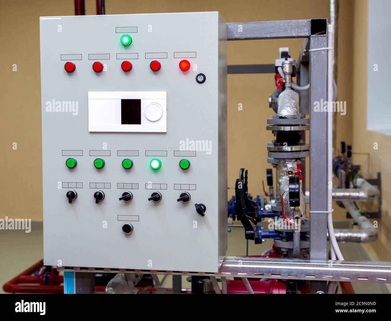 control bar of automatic boiler station, system of heating with buttons ...