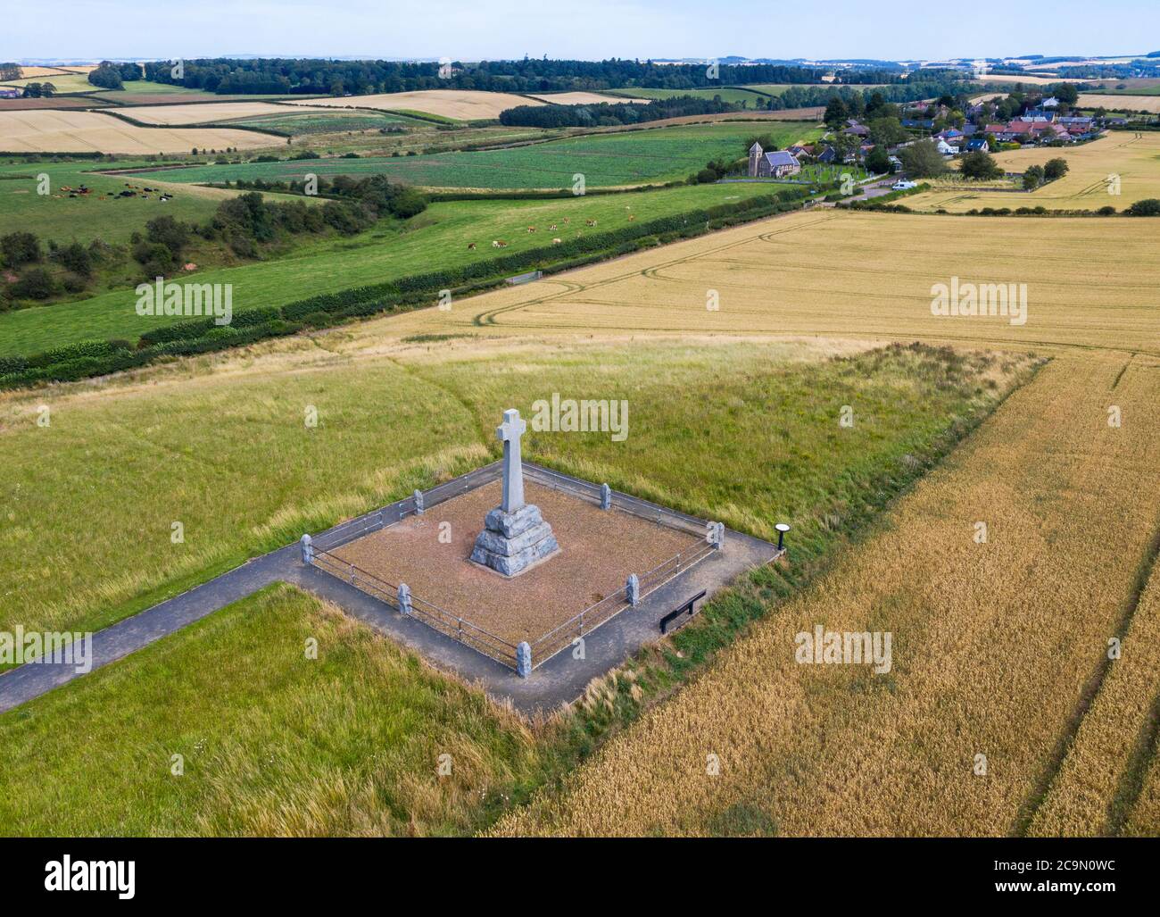 Granite stone cross on Branxton hill, Northumberland to commemorate the ...