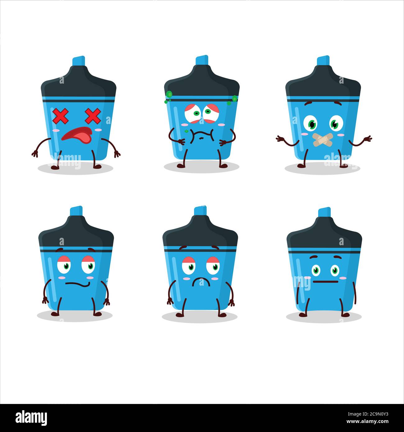 Blue highlighter cartoon character with nope expression Stock Vector ...