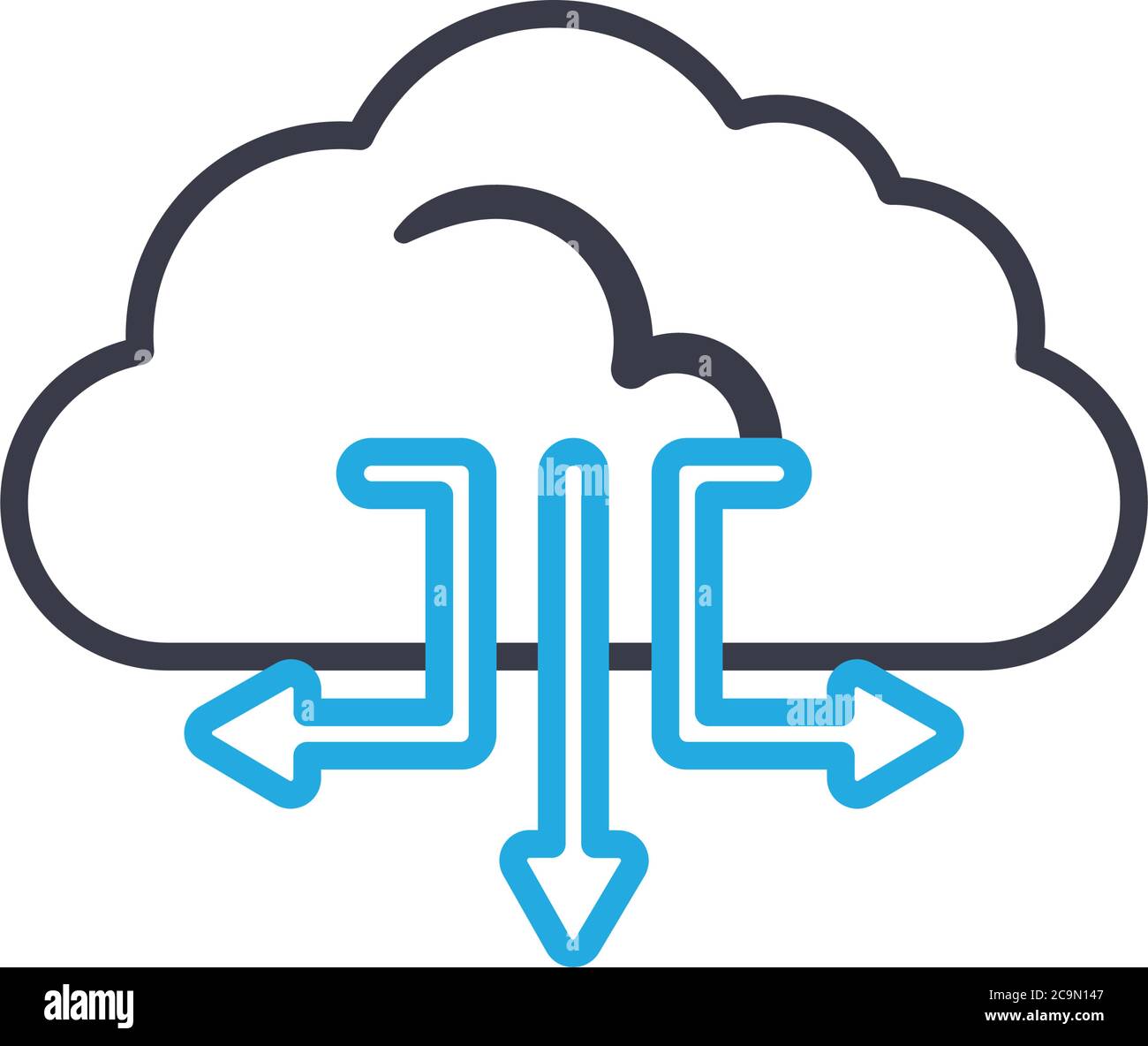 Cloud computing with arrows line style icon design, Communication internet and connectivity ...