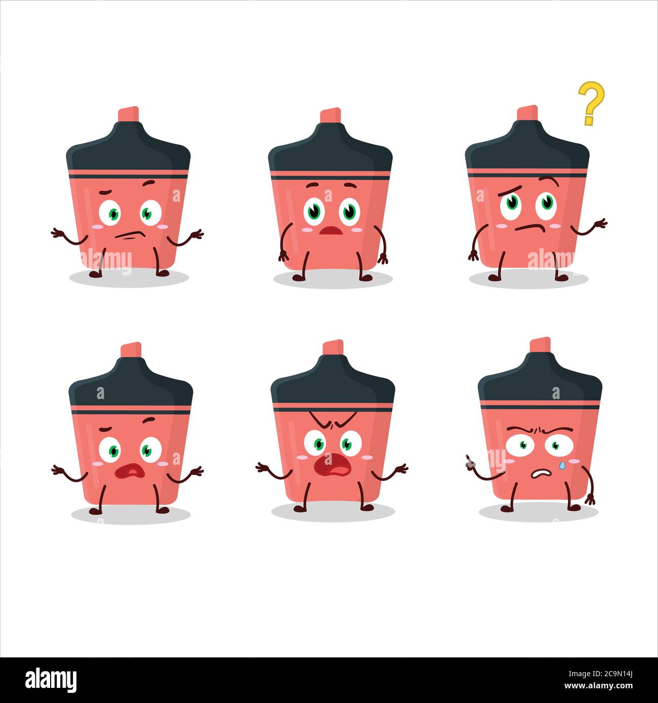Cartoon character of pink highlighter with what expression Stock Vector ...