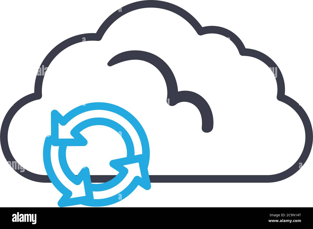 Cloud computing with repeat arrows line style icon design, Communication internet and ...