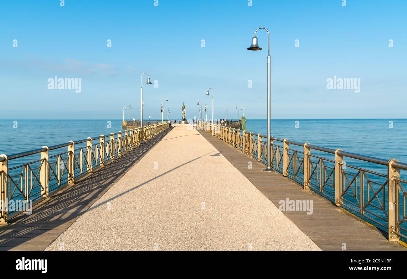 Pier of the Marina di Pietrasanta beach in Versilia, Tuscany, Italy ...