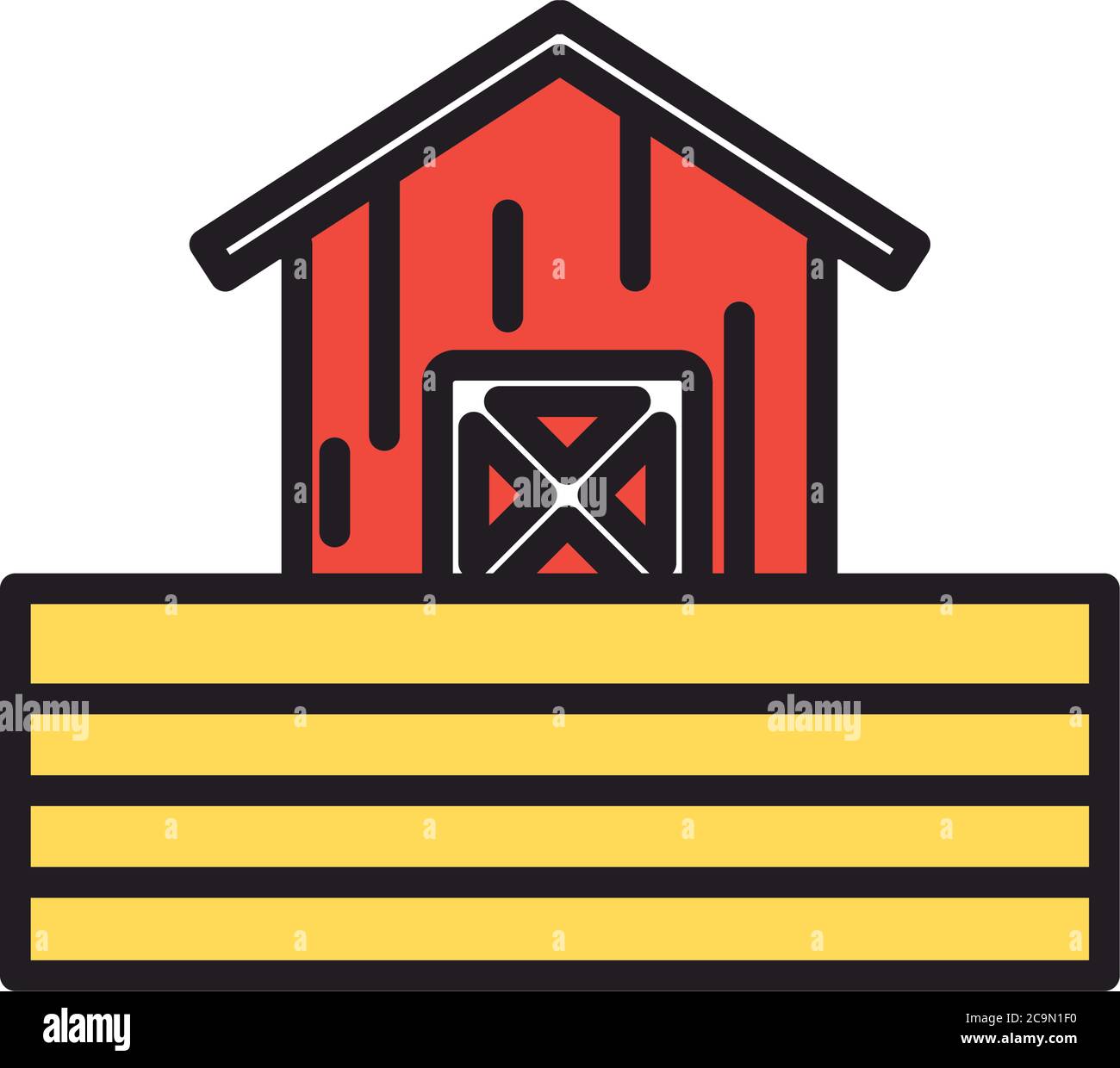 farm line and fill style icon design, agronomy lifestyle agriculture ...