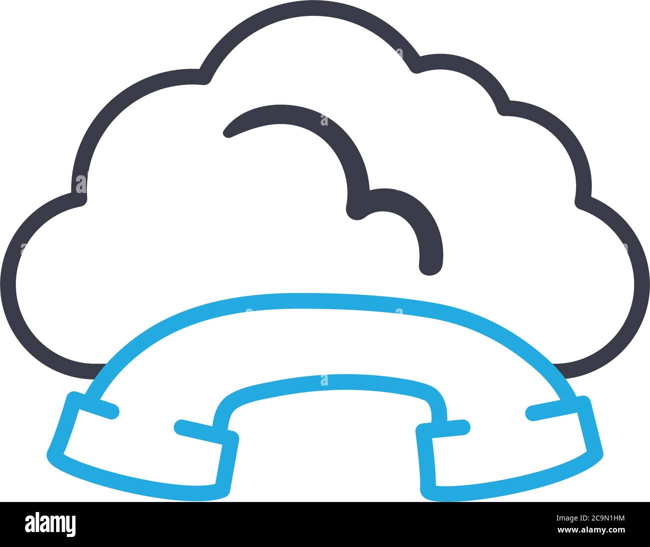 Cloud computing with phone line style icon design, Communication internet and connectivity theme ...