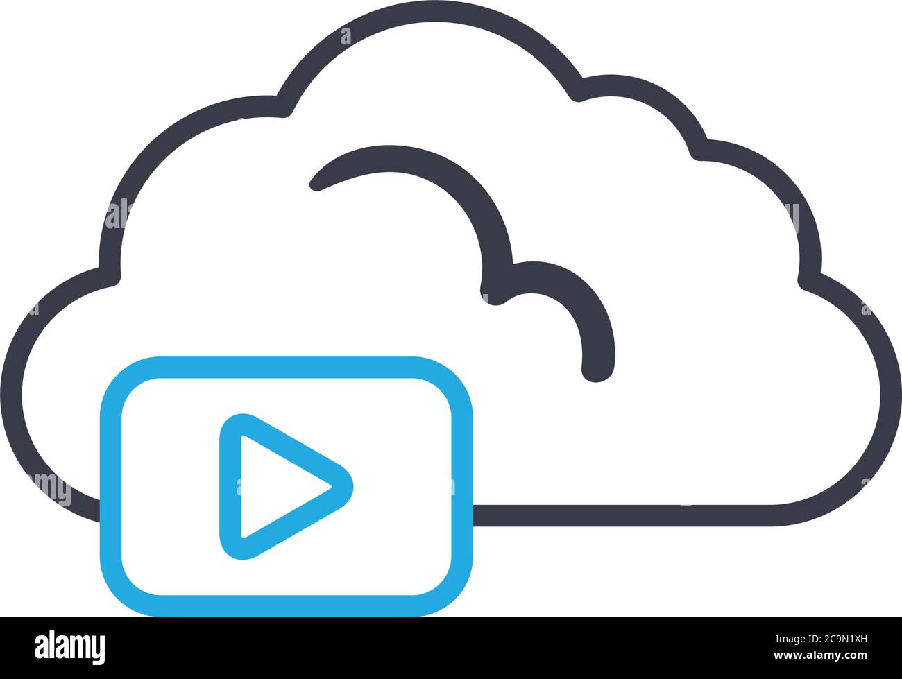 Cloud computing with play line style icon design, Communication internet and connectivity theme ...