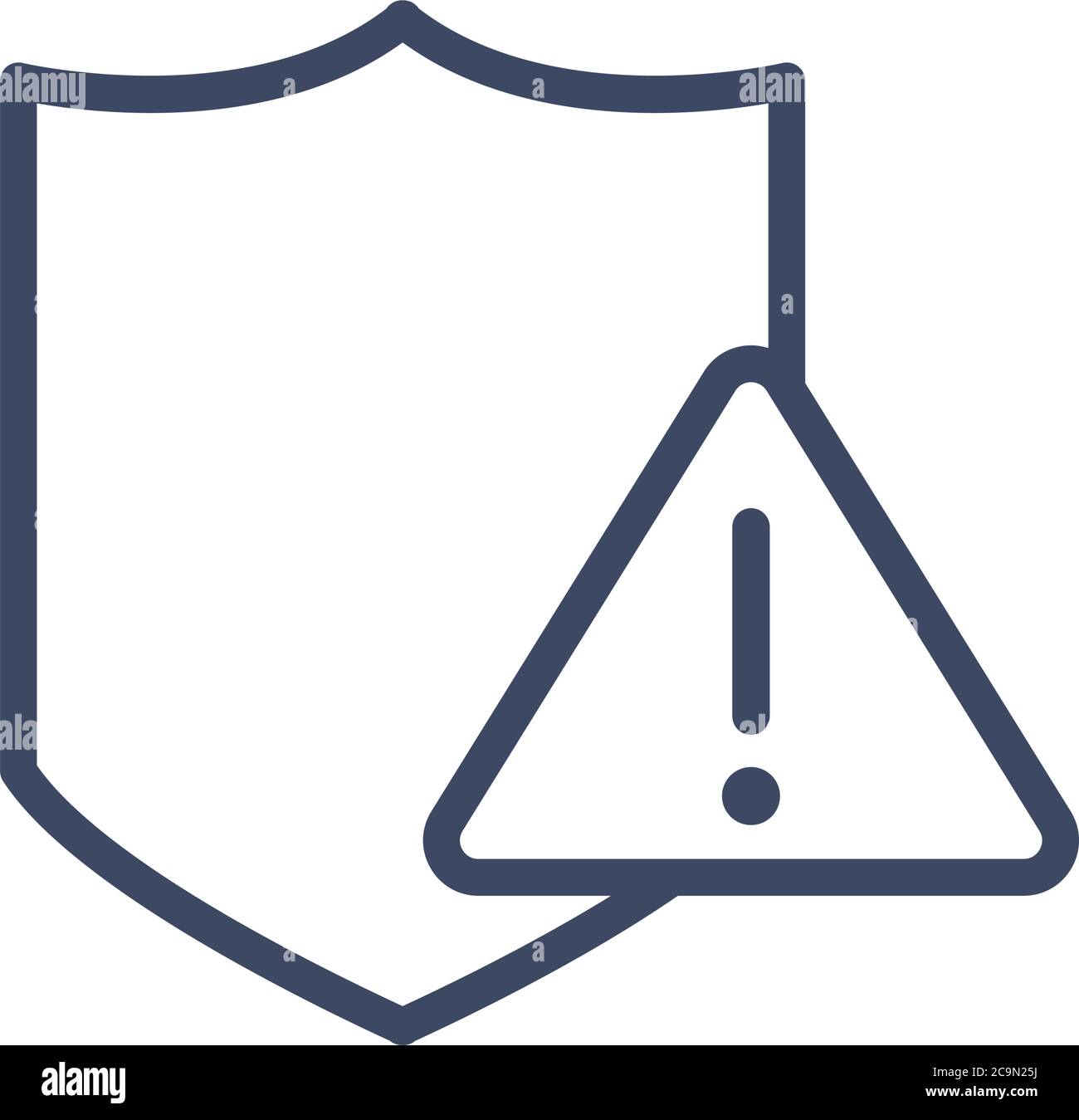 Shield with warning triangle line style icon design, Label tag banner ...