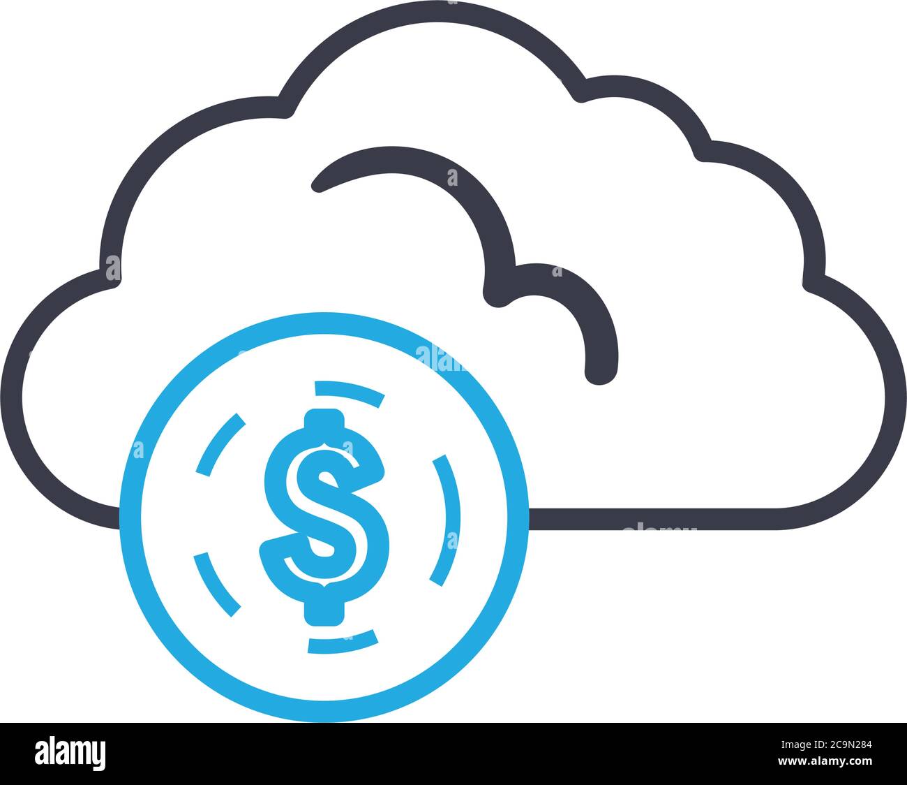 Cloud computing with dollar coin line style icon design, Communication internet and connectivity ...