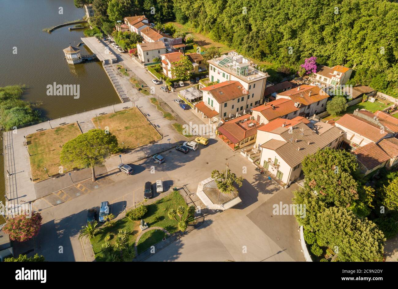 Aerial view of Torre del Lake Puccini, fraction of Viareggio in ...