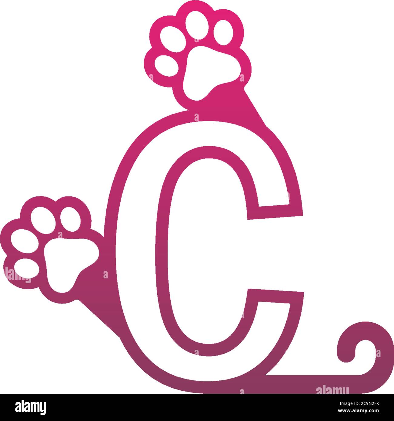 Letter C logo design Dog footprints concept icon illustration Stock ...