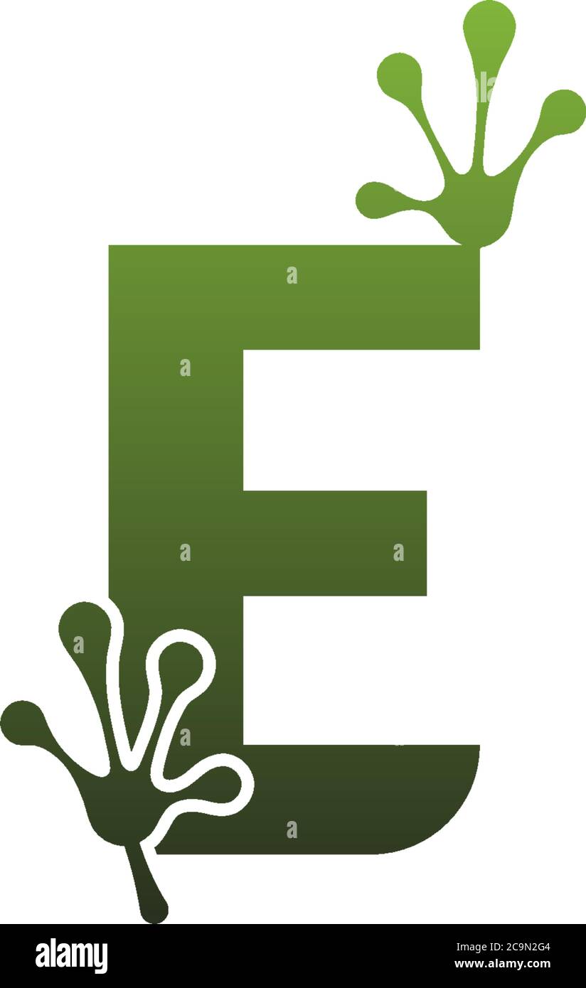Letter E logo design frog footprints concept icon illustration Stock ...